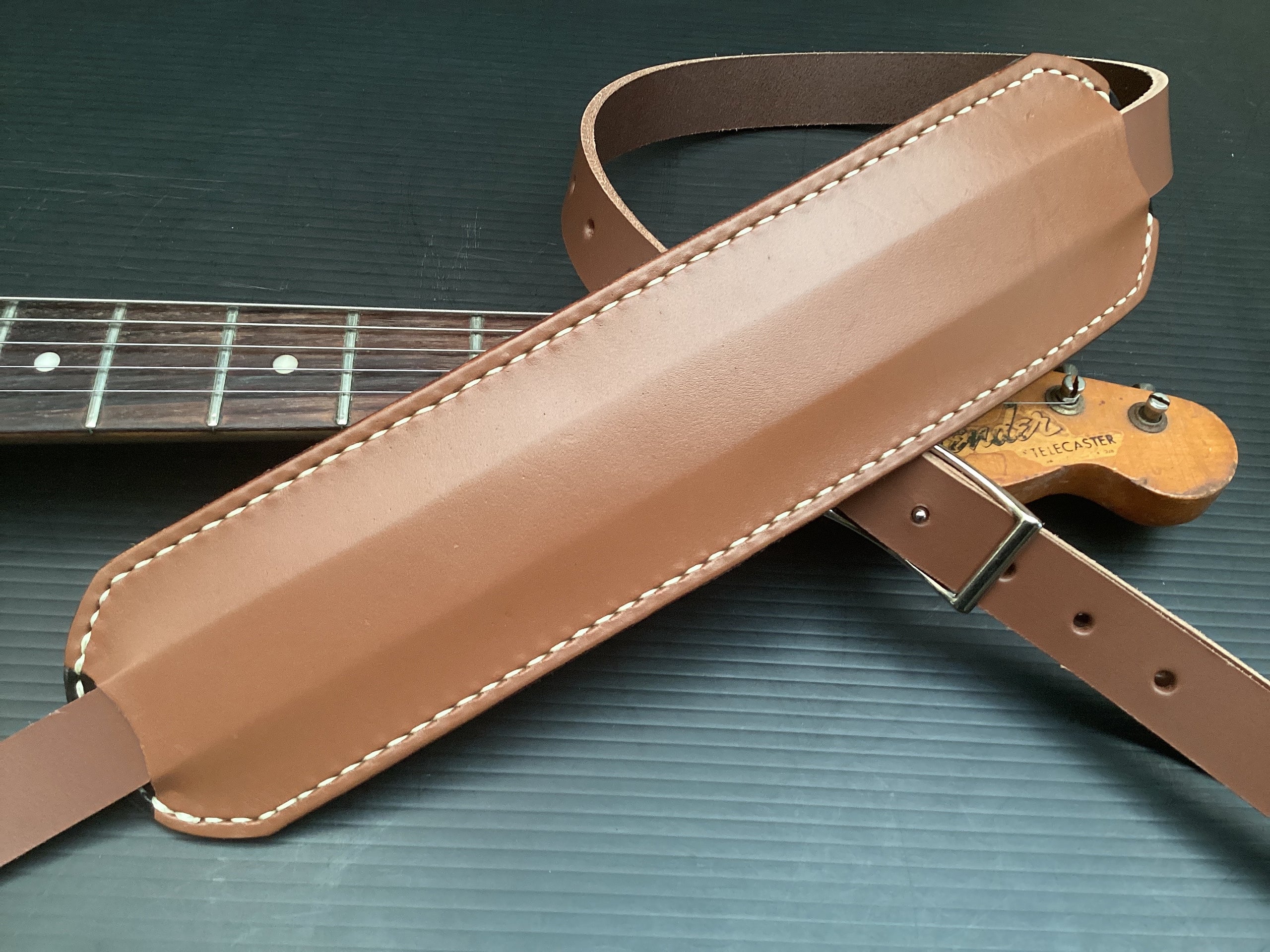 Leather guitar strap with whiskey Kangaroo leather top Hand saddle ...