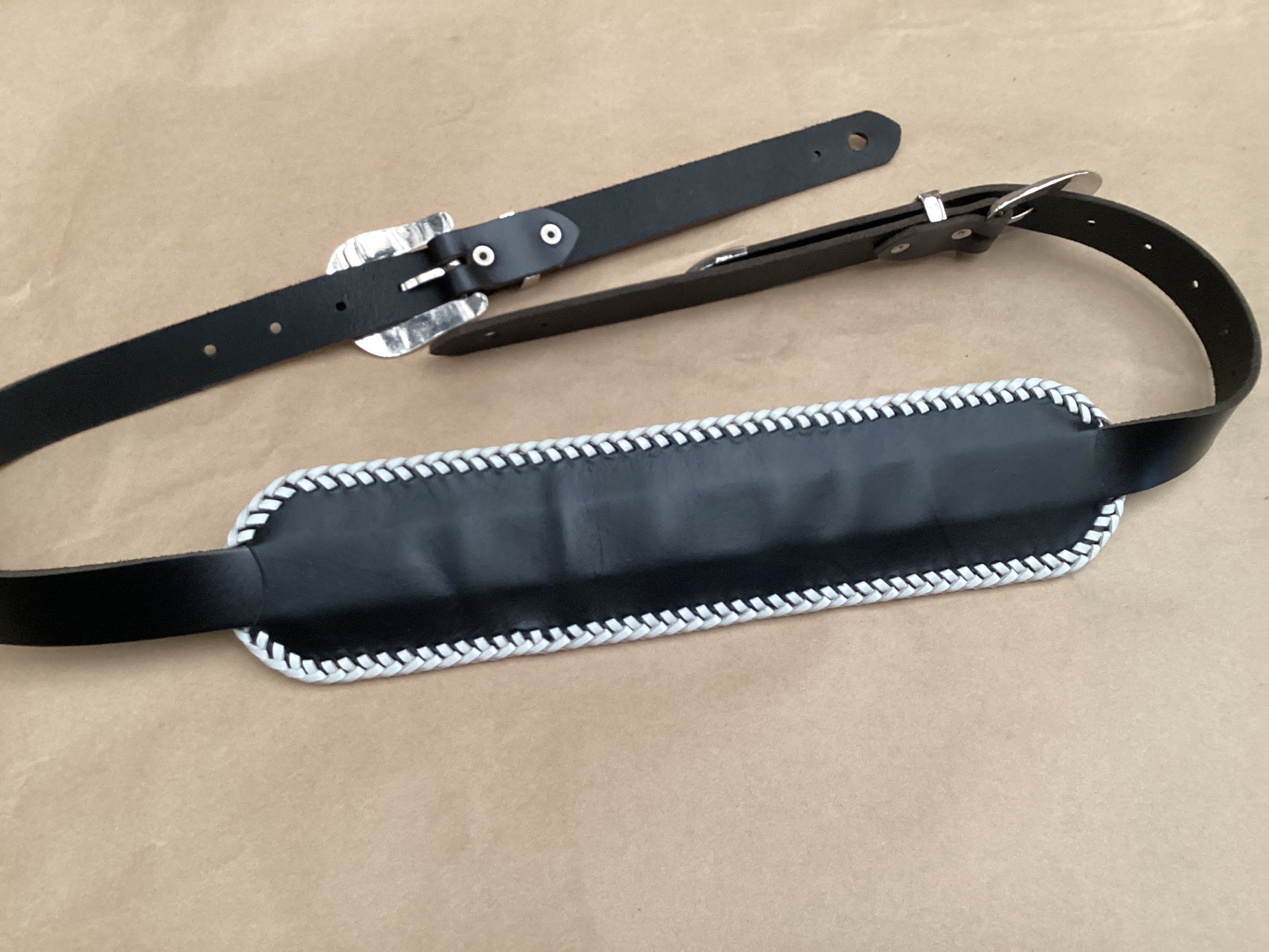 Leather laced edge guitar strap Two buckles | Bunkhouse straps